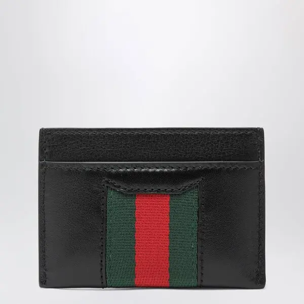 Gucci Web Cardholder With Horsebit In Leather