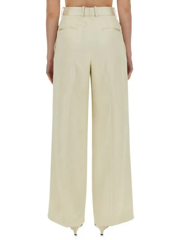 JIL SANDER Tailored Viscose Silk Blend Pants - Cream