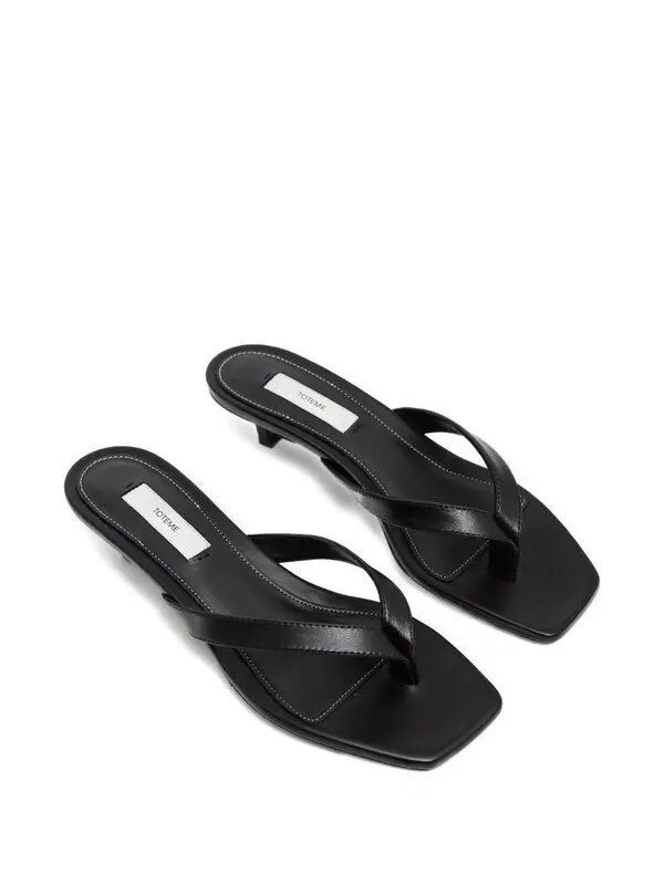 TOTEME Leather Heeled Flip Flops - Multicolor