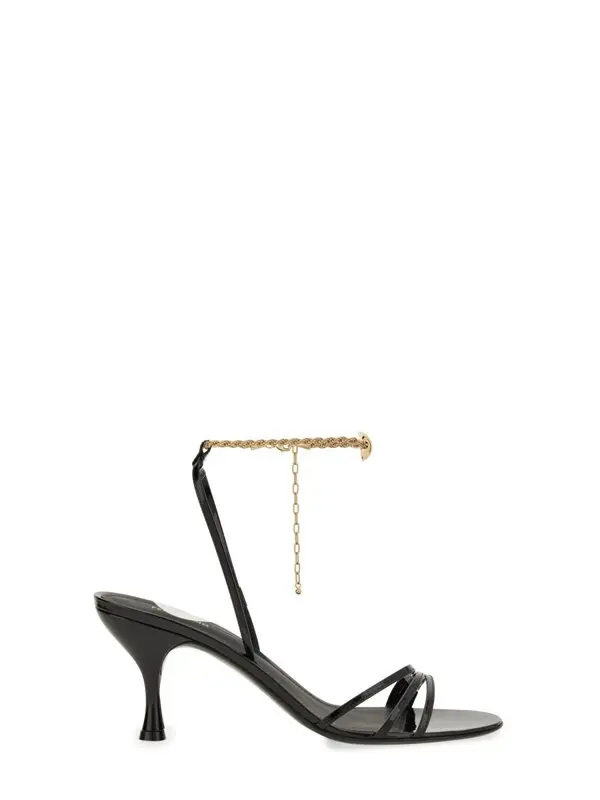 FERRAGAMO Sandal With Chain Detail - Black