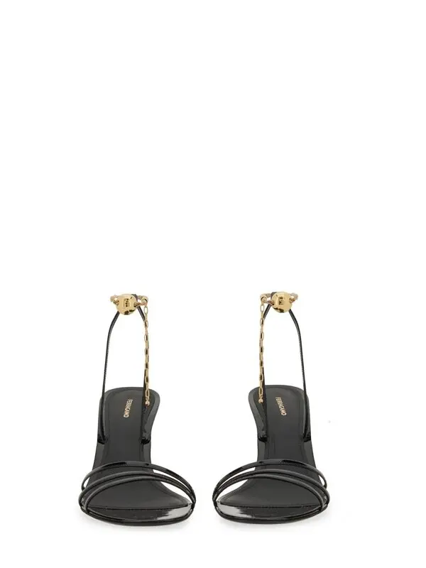 FERRAGAMO Sandal With Chain Detail - Black