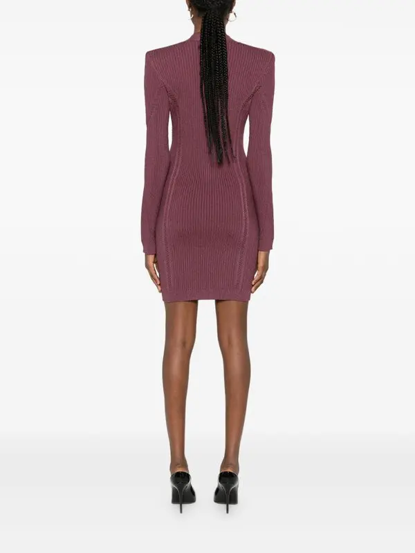 Balmain V-neck Buttoned Knit Dress