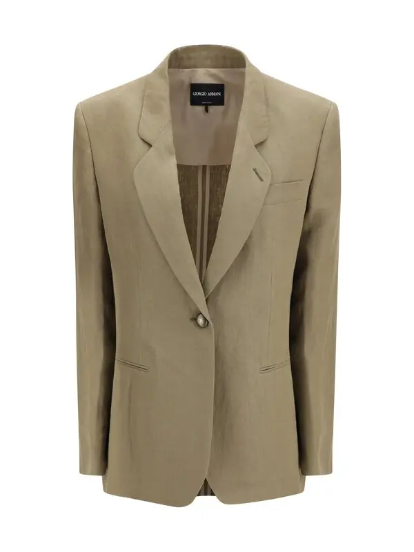 Giorgio Armani Single-breasted Linen Jacket - Brown