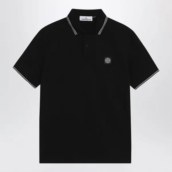 Stone Island Polo With Compass Logo Patch - Black