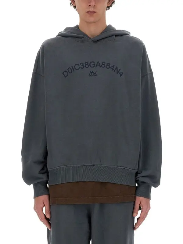 Dolce & Gabbana Cotton Logo Hoodie - Gray