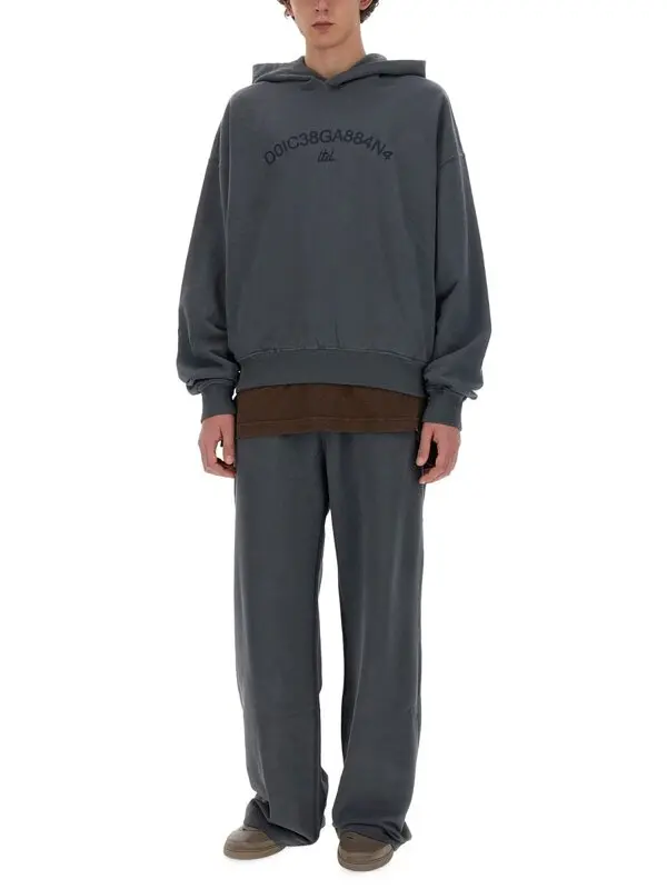 Dolce & Gabbana Cotton Logo Hoodie - Gray