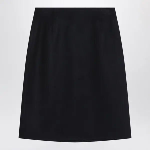 Loro Piana Navy Cashmere Skirt With Back Slit - Blue