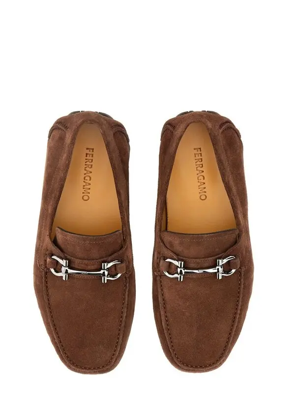 FERRAGAMO Gancini Suede Loafers