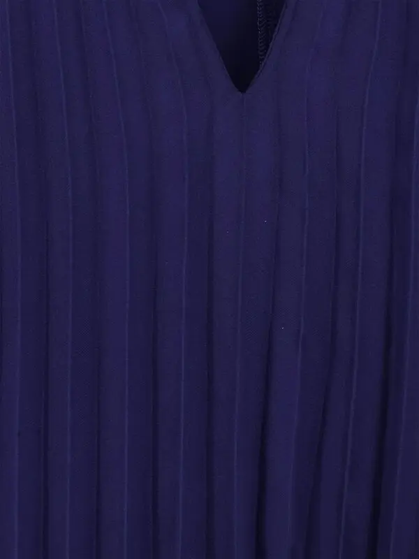 Max Mara Pleated Dress With Belt - Blue