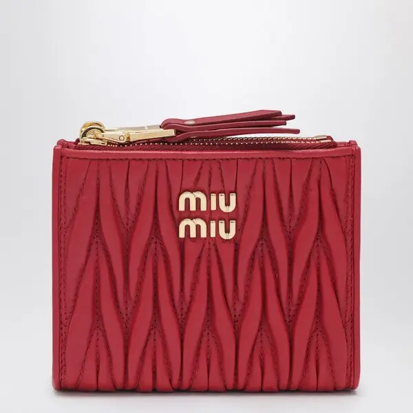 Miu Miu Small Quilted Nappa Wallet - Red