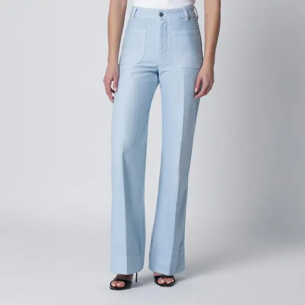 Victoria Beckham Sky Cotton Alina Trousers - Blue