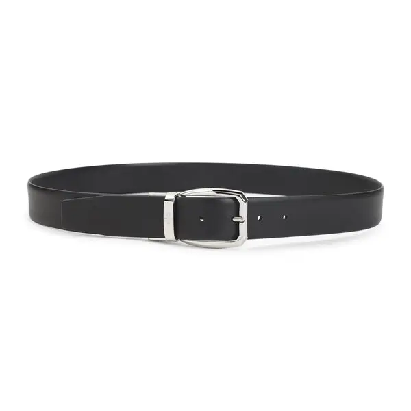 Zegna Cow Leather Belt With Silver-tone Buckle - Black