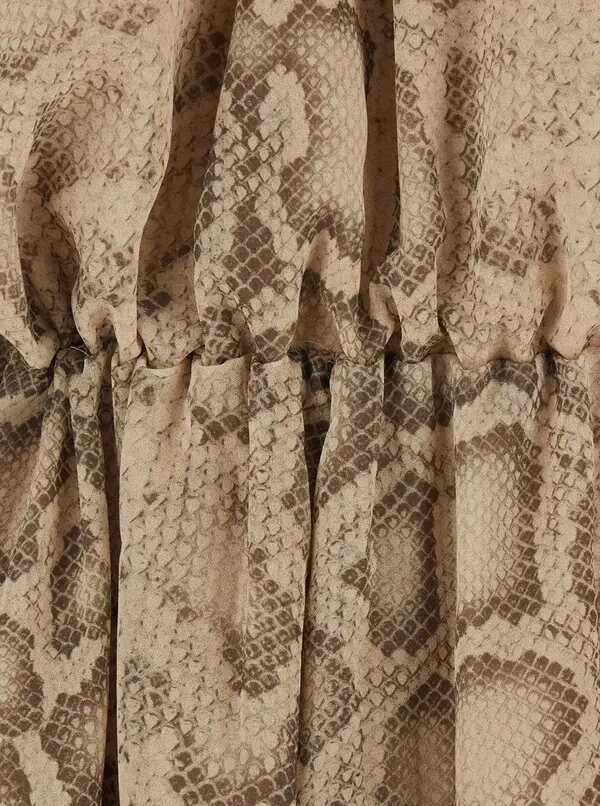Andamane Beige Python Print Blouse With Fabric Knot Closure