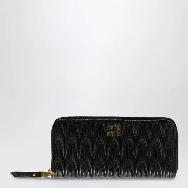 Miu Miu Large Quilted Nappa Leather Wallet - Black