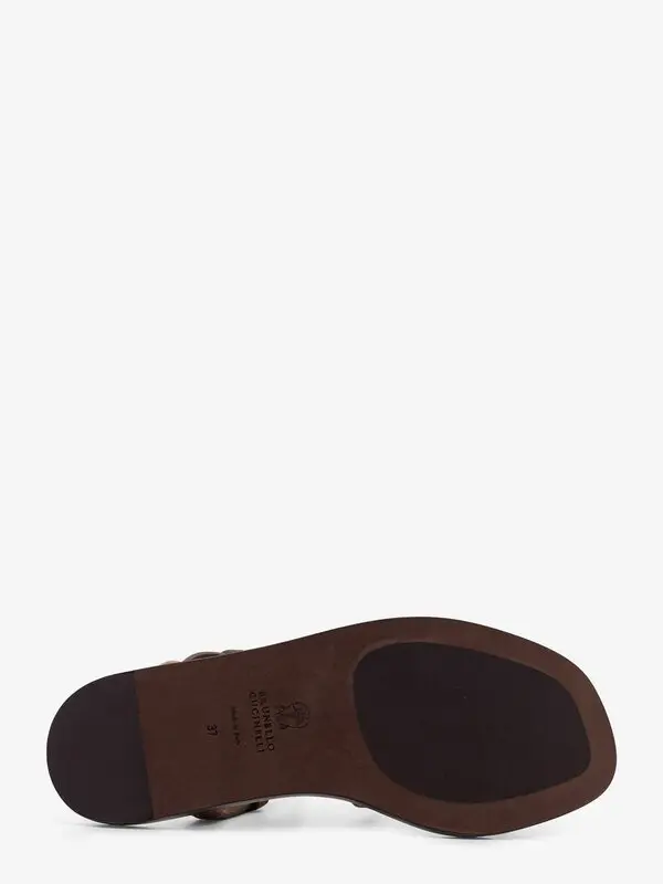 Brunello Cucinelli Suede Sandals With Monili Embellished Straps