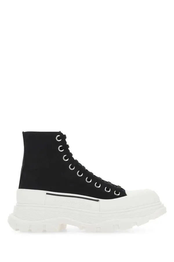 Alexander McQueen Canvas Tread Slick High Top Sneakers - Black