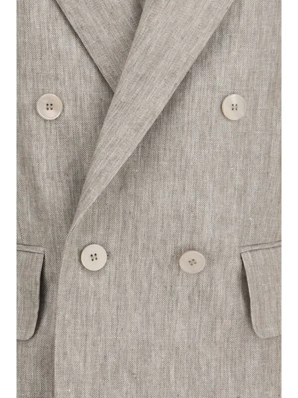 Max Mara Olimpia Double-breasted Chevron Linen Blazer - Cream
