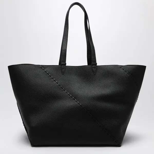 Fendi Selleria Diagonal Shopping Tote - Black