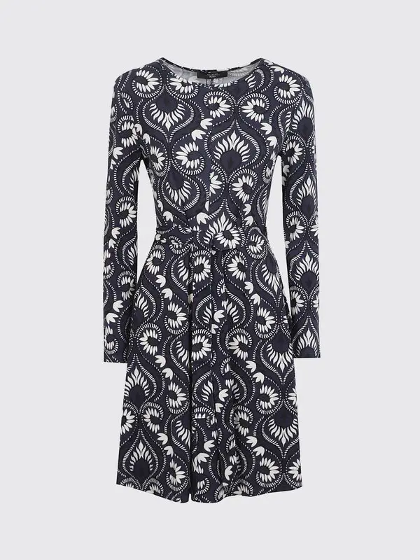 Max Mara Printed Belted Dress - Black