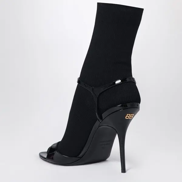 Balenciaga Avenue Sock Sandal In Patent Leather And Mesh