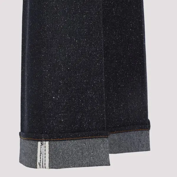 Burberry Indigo Cotton-blend Denim Pants With Branded Canvas Detail