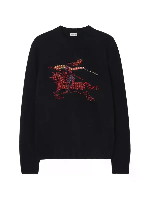 Burberry Equestrian Knight Cross-stitch Sweater - Blue