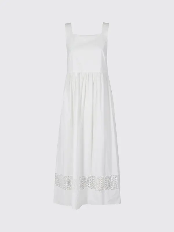Max Mara Sleeveless Square Neck Cotton Dress - White