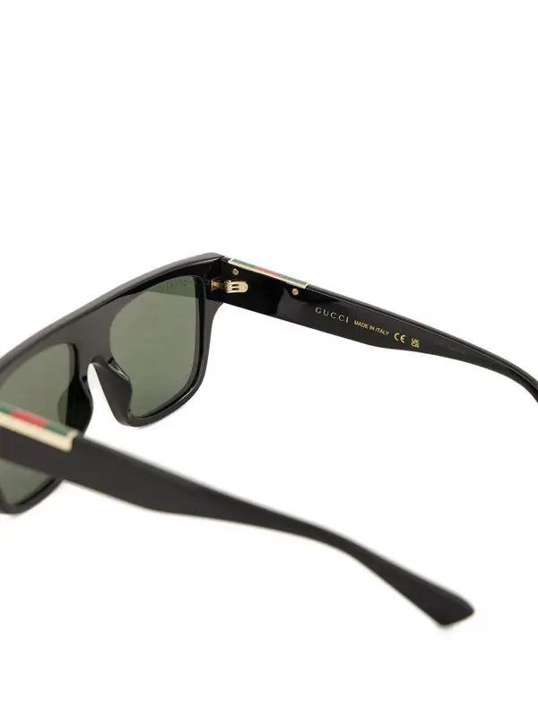 Gucci Rectangular Frame Sunglasses With Web-stripe Detail - Multicolor