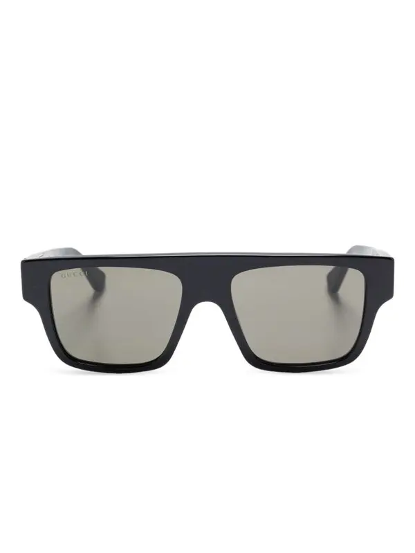 Gucci Rectangular Frame Sunglasses With Web-stripe Detail - Multicolor