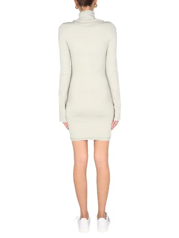 Off-White High Neck Dress With Shaped Chest - Gray