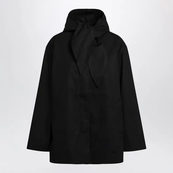 TOTEME Organic Cotton Jacket With Hooded Scarf - Black