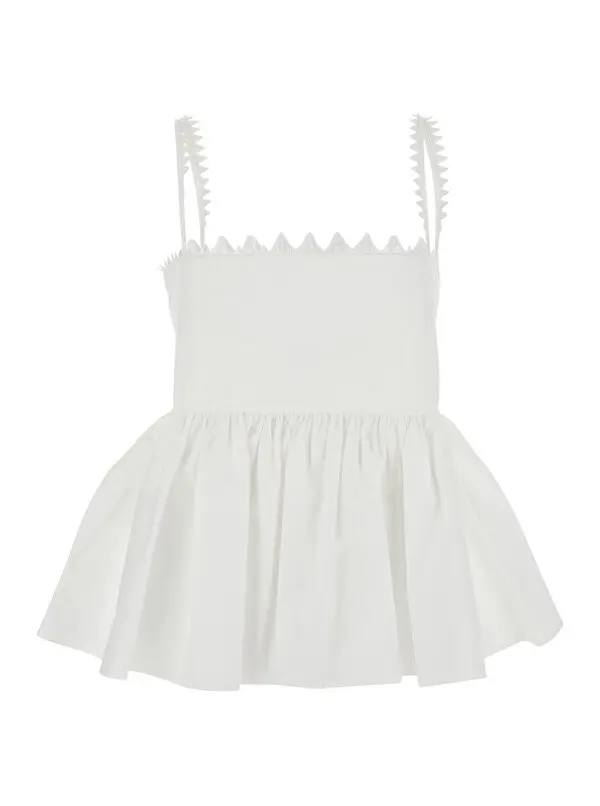 Jacquemus Le Haut Traversin' Cotton Top With V-neck And Ruffle Details - Multicolor