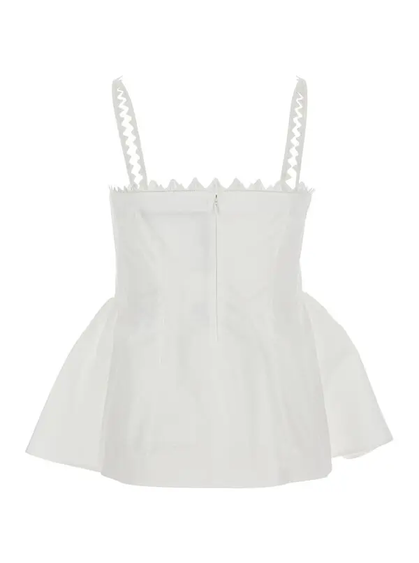 Jacquemus Le Haut Traversin' Cotton Top With V-neck And Ruffle Details - Multicolor