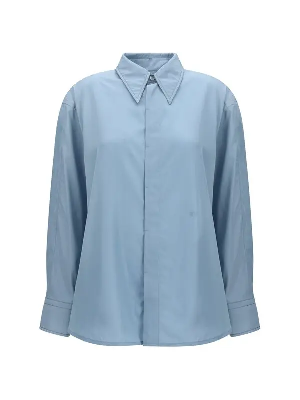 Bottega Veneta Washed Parachute Shirt With Classic Collar - Blue