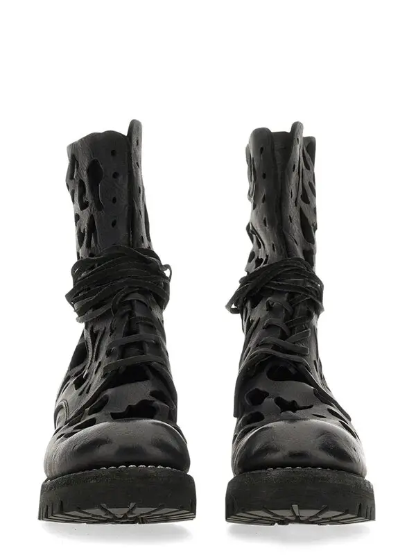 Guidi Leather Cut-out Ankle Boots