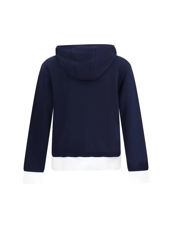 Thom Browne Cotton Hoodie With Logo Detail - Blue