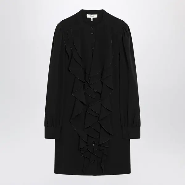 Chloé Silk Blend Ruffled Dress - Black