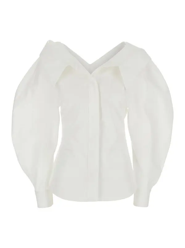 Givenchy White Cotton Slashed Fitted Shirt With Asymmetrical Details - Multicolor