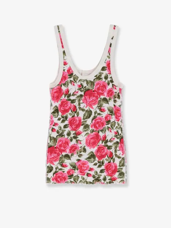 Chloé Cotton Henley Tank Top With Floral Pattern - Multicolor