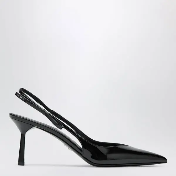 Prada Patent Leather Pointed Slingback Pumps - Black