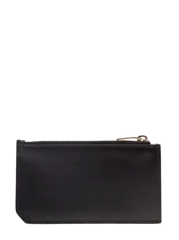 Saint Laurent Black Card-holder With Embossed Logo In Leather