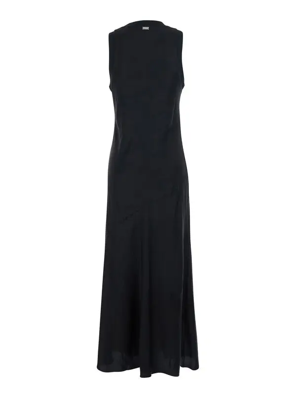AMI Paris Black Ribbed Viscose Long Dress - Multicolor