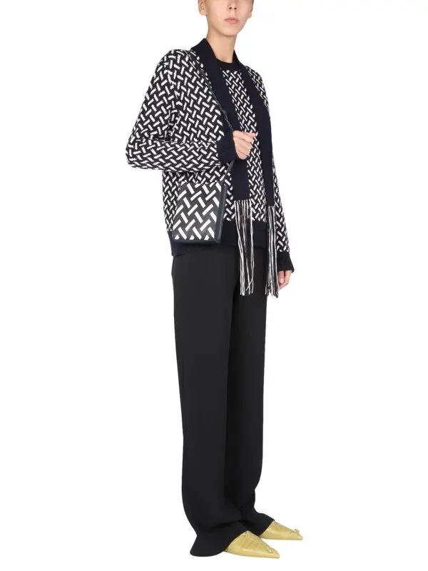 JIL SANDER Jacquard Knit Sweater With Fringed Trim - Multicolor