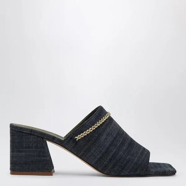 MARIA LUCA Messalina Denim Sandals With Gold Chain Detail - Blue