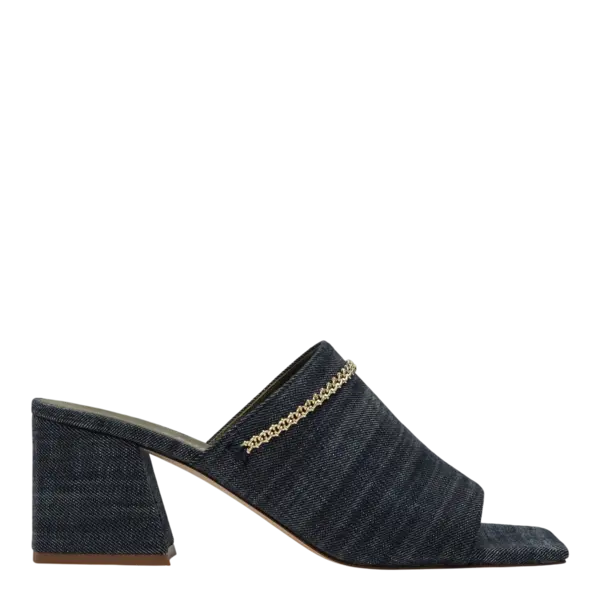 MARIA LUCA Messalina Denim Sandals With Gold Chain Detail