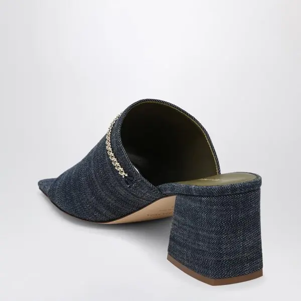 MARIA LUCA Messalina Denim Sandals With Gold Chain Detail