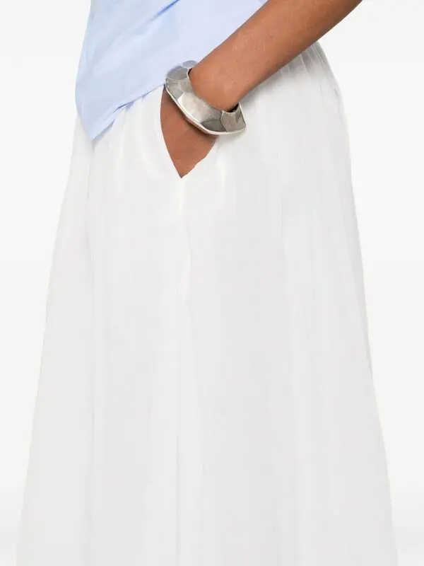 Brunello Cucinelli White Cotton Overlay Pleated Layered Knee-length Skirt