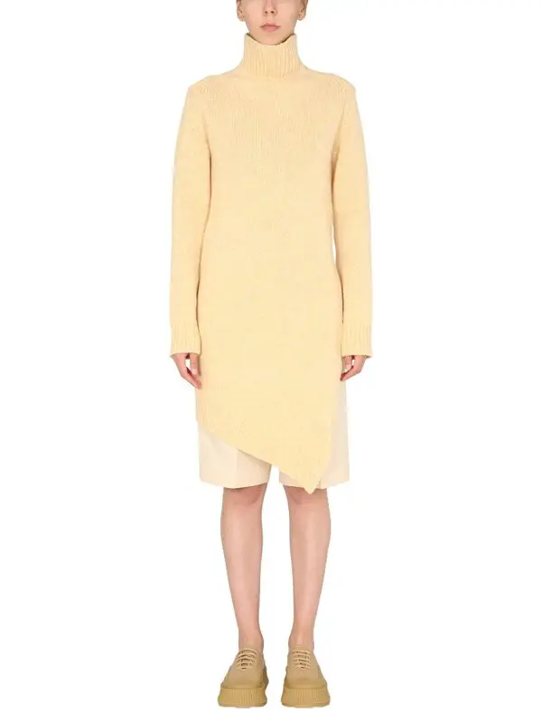 JIL SANDER Long Asymmetrical Polo Neck Sweater