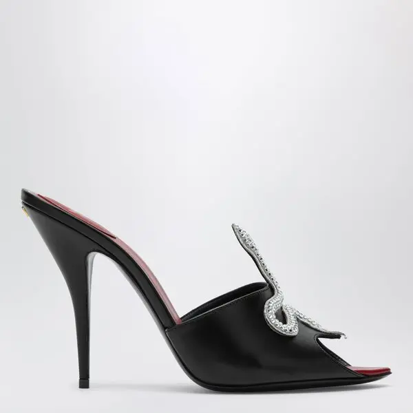 Valentino Garavani Coeur Vipère Slide Sandals In Goatskin - Black