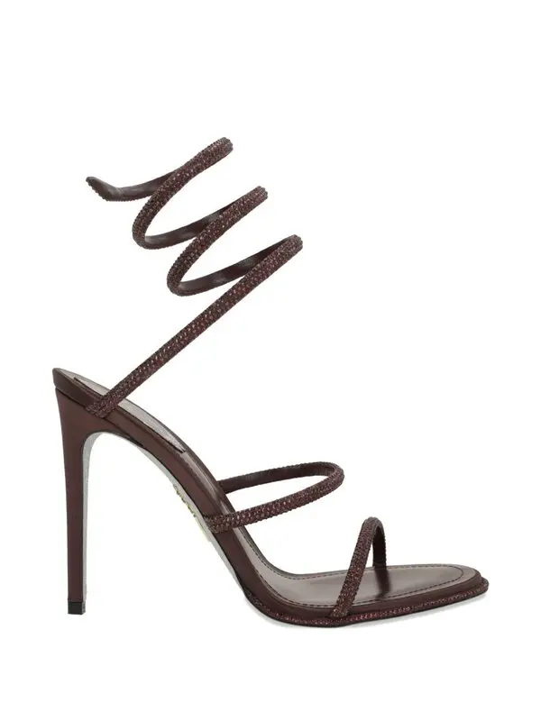 Rene Caovilla Silver Crystal Embellished Strappy Sandals - Multicolor